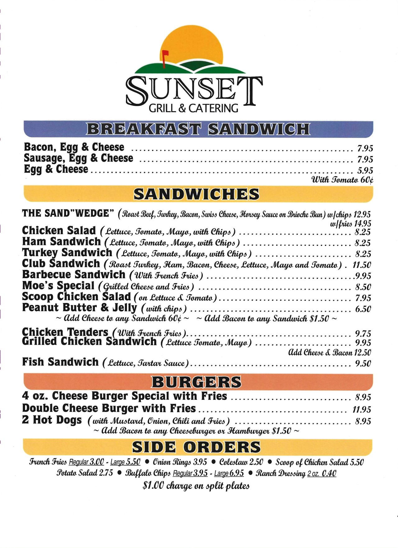 SUNSET GRILLE MENU | Botetourt Golf & Swim Club
