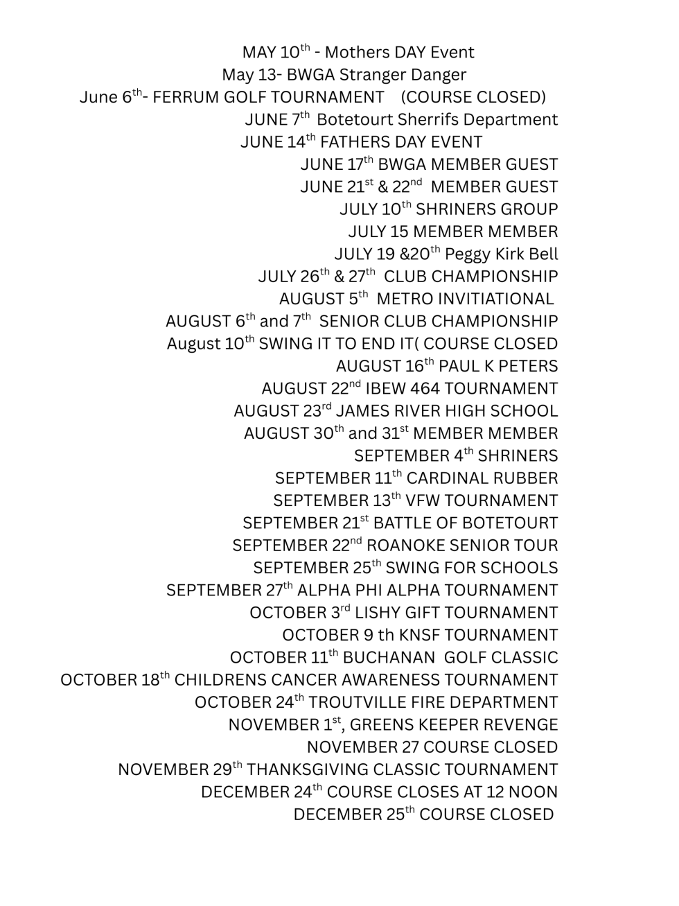 Events | Botetourt Golf & Swim Club